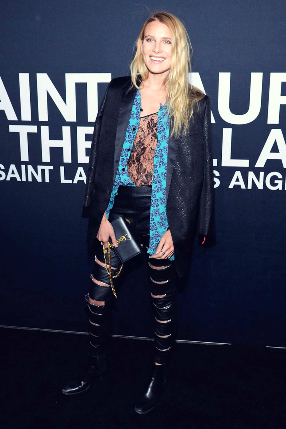 Dree Hemingway arriving at the Saint Laurent show - Leather Celebrities